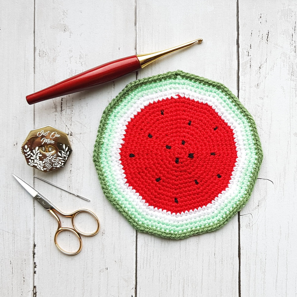 Watermelon Crochet Coaster - Free Pattern