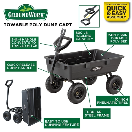 GroundWork 5 cu. ft. 800 lb. Capacity Pro Series Poly Dump Cart | Alpha ...