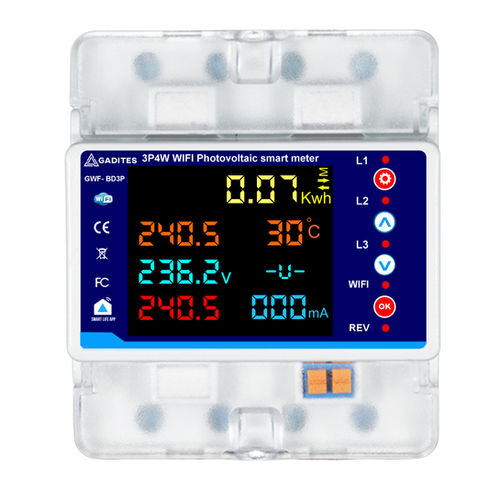 2nd Gen 3 Phase WIFI Energy Meter, Bi-Directional Power Meter 100A ...