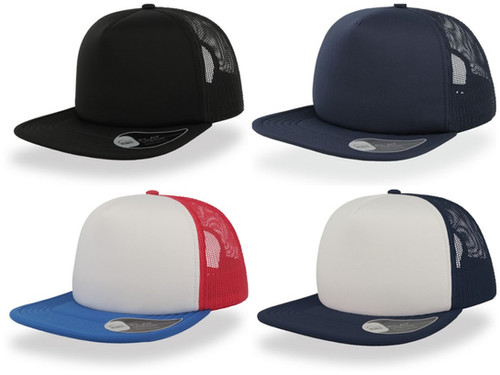 Blank Atlantis Snap 90s Flat Visor 5 Panel Trucker Cap | nicells