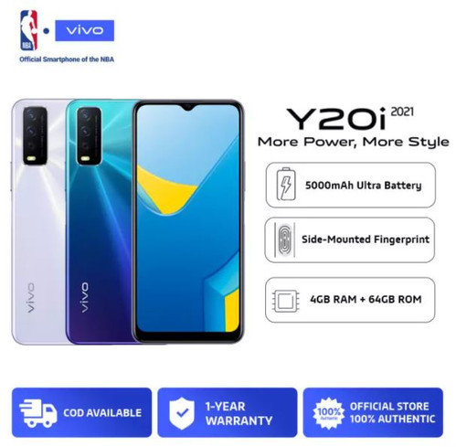 Vivo Y20i 2021 4GB+64GB, 5000mAH, Side-mounted Fingerprint, AI Portrait ...