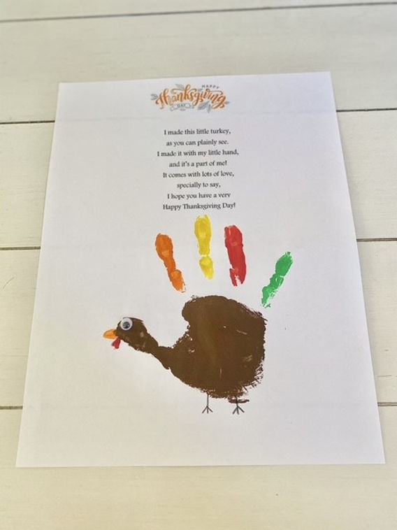 turkey handprint coloring page