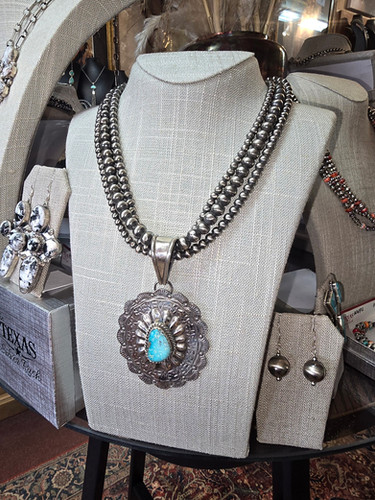 Turquoise Concho Necklace | Texas Silver Rush