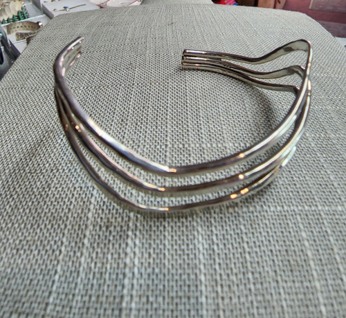 Sterling Silver Triple Bar Wave Cuff | Texas Silver Rush