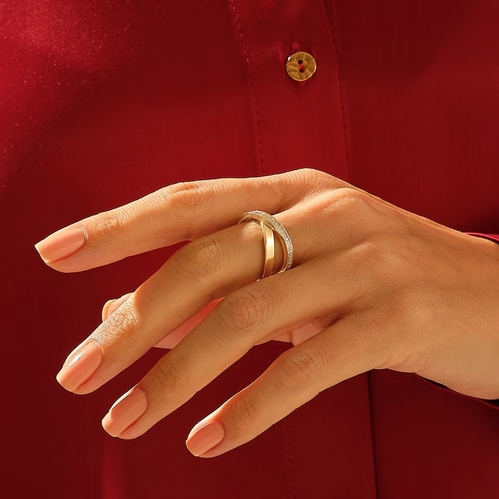 14K Solid Gold Thick Band X Crossover Ring | The Karat Store