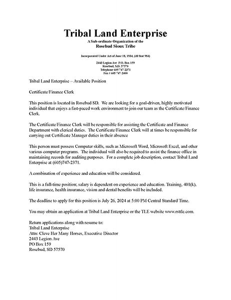 Rosebud Sioux Tribe | Job Listings