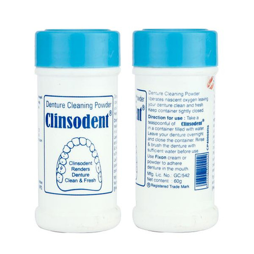 Clinsodent Denture cleaning Powder-60g (set of 2) | sandeepmed.com