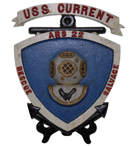 USS Current ARS 22 Diver Class WWII Ship's Plaque | Old Diving Helmets