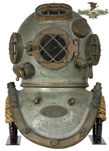 1943 Morse Small Volume USN Mark V Diving Helmet | Old Diving Helmets
