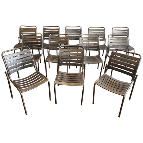 Set of 12 Modern Metal Chairs | JWAntiques