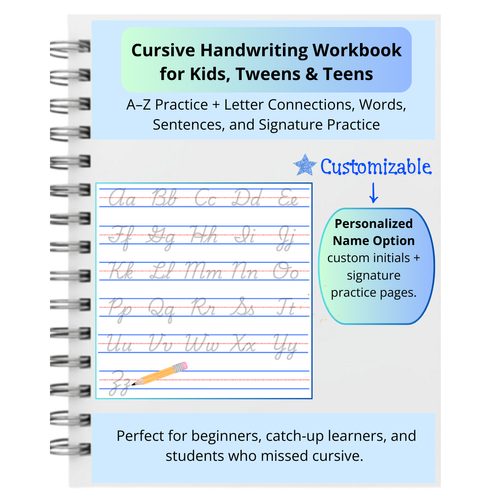Cursive Handwriting Workbook for Kids, Tweens & Teens | Learning Made ...