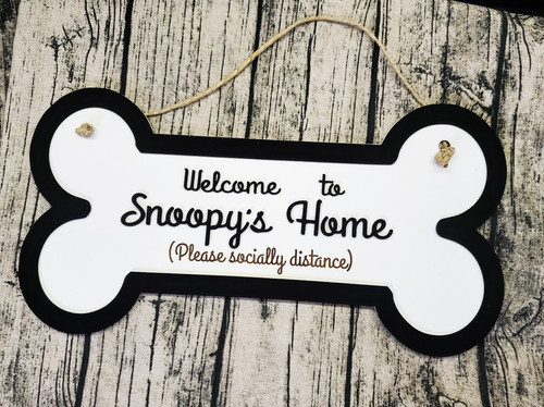 Personalized Dog Bone Welcome Door Hanger Sign | CVC Mobile App