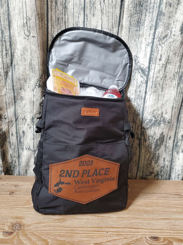 Backpack Cooler w/ Custom Faux Leather Patch | CVC Mobile App