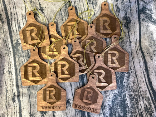 Mini Ear Tag Ornament Sets with Custom Engraving | CVC Mobile App