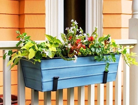 Nantucket Blue Metal Flower Boxes | WindowGardensDirect