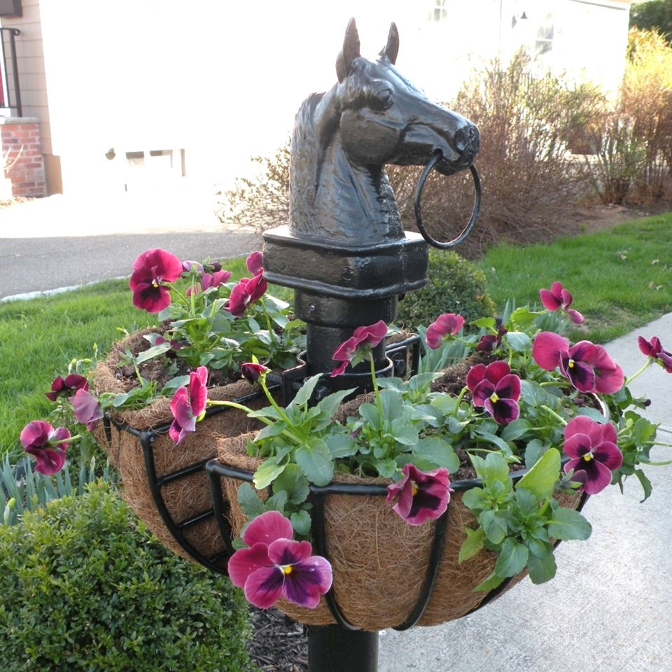 Residential Lamppost Flower Basket with Coco Liners | WindowGardensDirect
