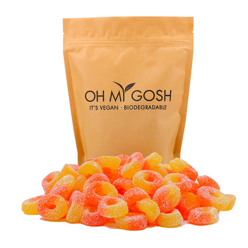 Vegan Fizzy Peach Rings Sweet Bag | OH MY GOSH ITS VEGAN