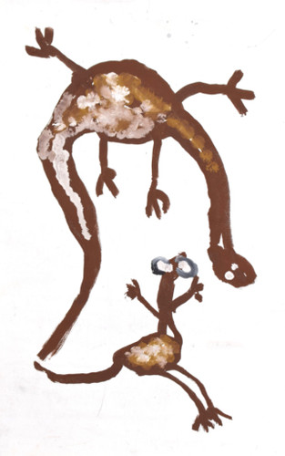 PATSY ANGUBURRA LULPUNDA - TWO GOANNAS MOTHER AND BABY | Art Leven