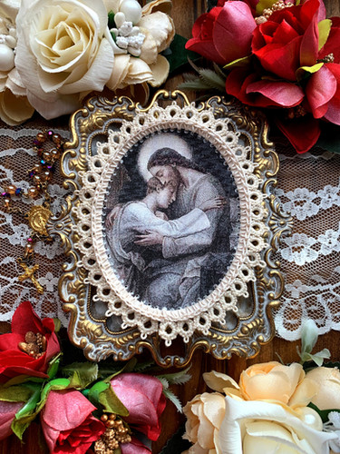 Consolation of Christ, Men’s Act of Hope fabric lace holy card detente | CatholicPrintPress