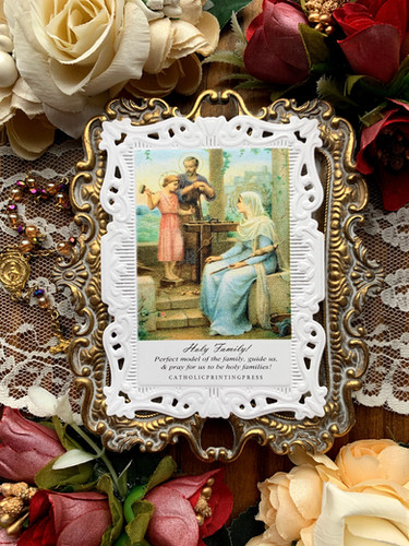 Holy Family Year of the Family Prayer baroque paper lace holy card ...