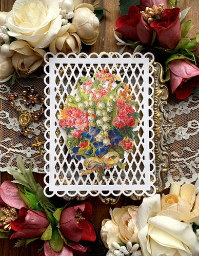 Sacred Heart of Jesus lattice floral behind the veil paper lace holy ...