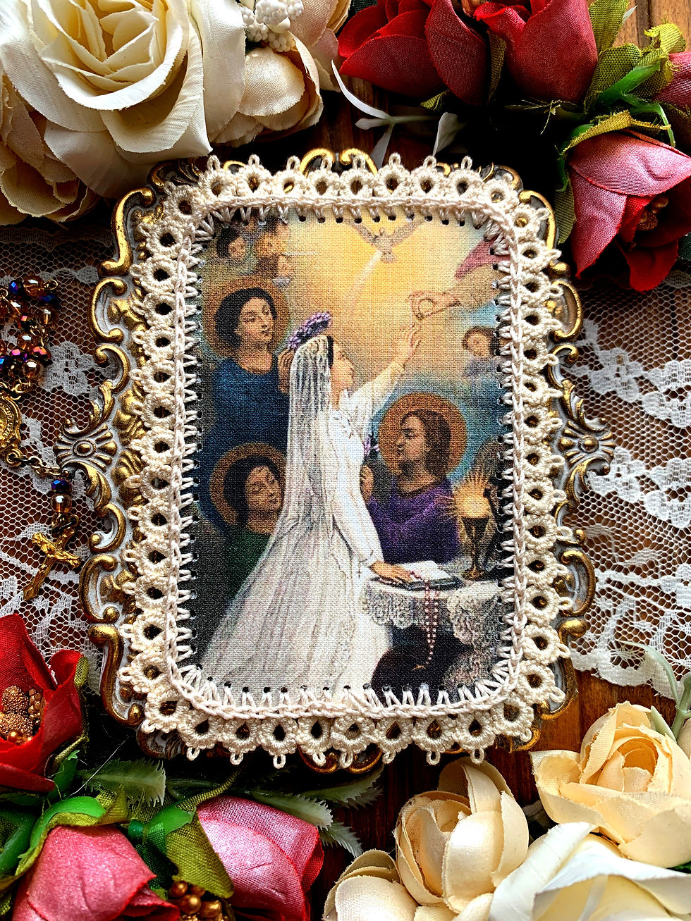 Custom Final Vows Nun's fabric lace holy card detente | CatholicPrintPress