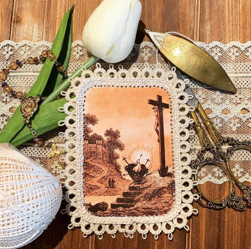 Sacred Heart Detachment Dove fabric holy card detente | CatholicPrintPress