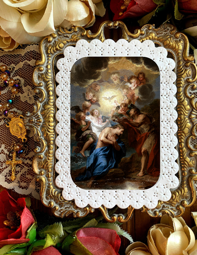 Baptism of Christ Custom Baptism paper lace holy cards | CatholicPrintPress