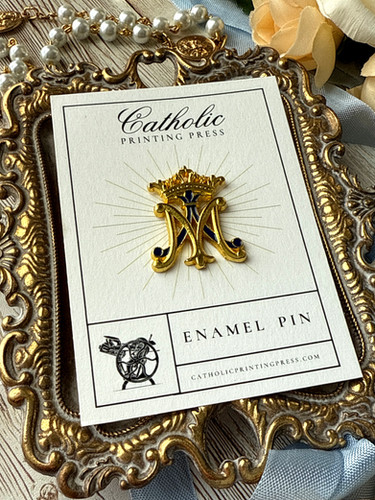 Auspice Maria Catholic Enamel Pin | CatholicPrintPress