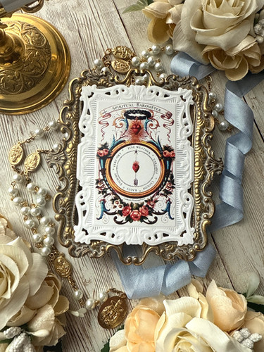 Sacred Heart Spiritual Barometer baroque paper lace holy card ...