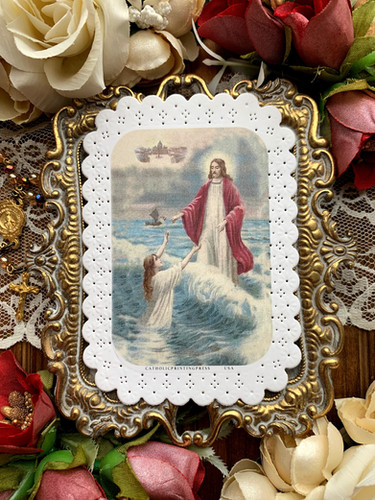 Savior of the Catholic Church paper lace holy card | CatholicPrintPress