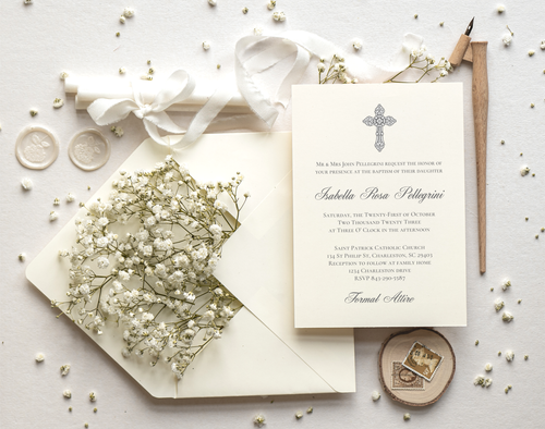 Custom Cross Baptism Invitations | CatholicPrintPress