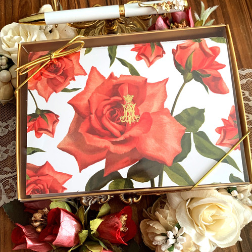 Mystical Rose Gold Foil letterpress Auspice Maria Catholic Greeting ...