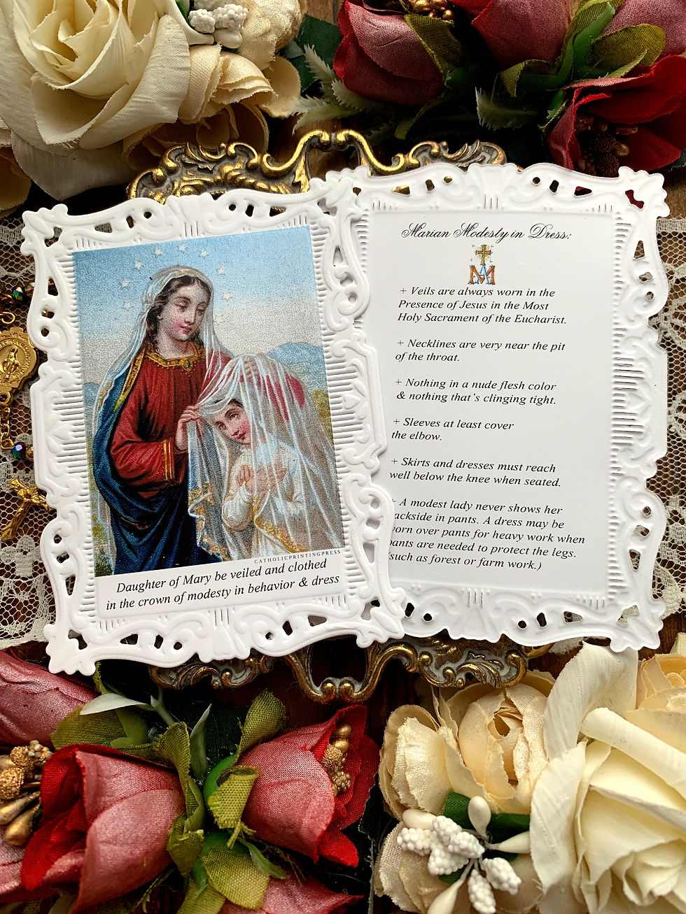 Veiled Child of Mary clothed in modesty paper lace holy card ...