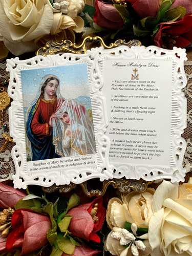Veiled Child of Mary clothed in modesty paper lace holy card ...