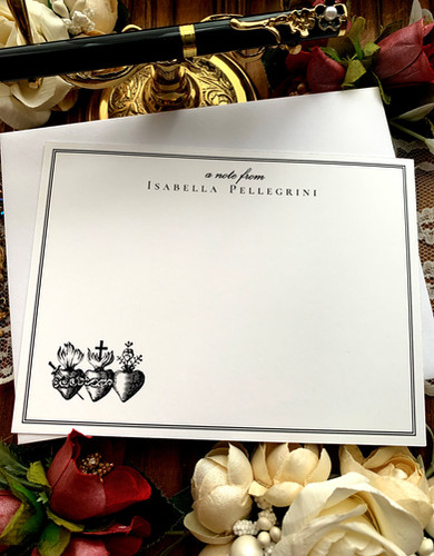 Holy Family Hearts Personalized Catholic Note Cards | CatholicPrintPress