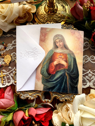 4 pack Mini Immaculate Heart of Mary Catholic Greeting Cards ...