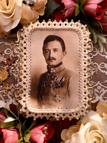 Blessed Karl of Austria fabric lace holy card detente | CatholicPrintPress