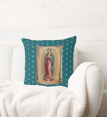Our Lady of Guadalupe Star/Tilma Catholic Decor Pillow | CatholicPrintPress