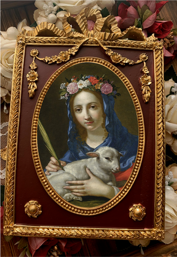 Saint Agnes Red and Gold Baroque Framed Print | CatholicPrintPress