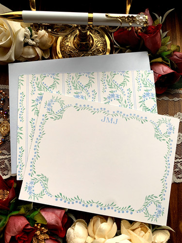Personalized JMJ Dainty Floral Catholic Note Card Set | CatholicPrintPress