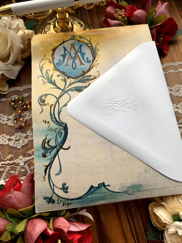 Auspice Maria Vine Crest Catholic Note Paper | CatholicPrintPress