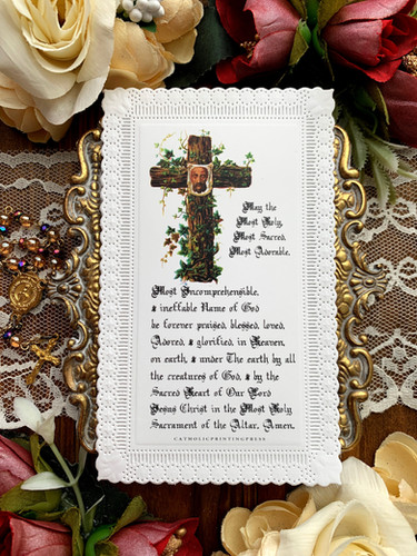 Holy Face Golden Arrow Tree of Salvation paper lace holy card ...