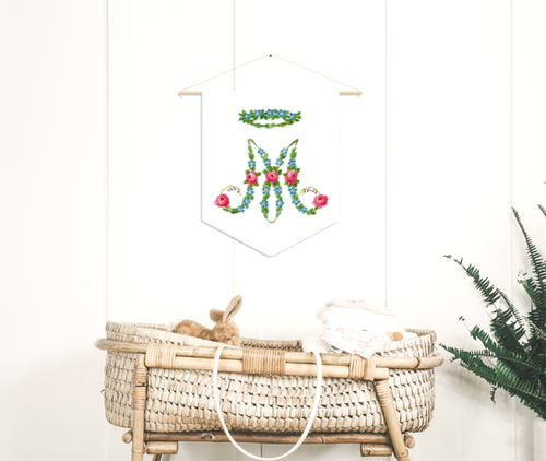 Floral Auspice Catholic Banner Flag | CatholicPrintPress