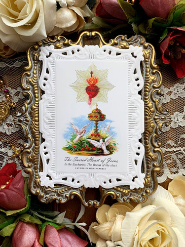 Sacred Heart, Bread of the elect baroque paper lace holy card ...