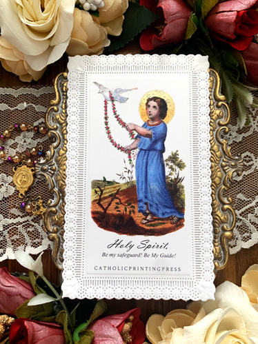 Holy Spirit be my Guide paper lace holy card | CatholicPrintPress