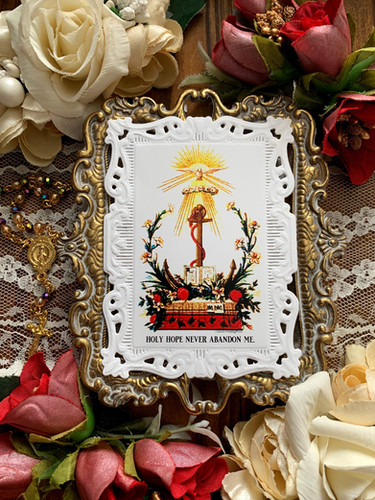Holy Hope paper lace holy card | CatholicPrintPress