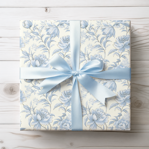 Blue Rose Toile Wrapping Paper | CatholicPrintPress