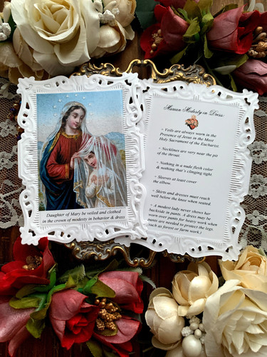 Veiled Child of Mary clothed in modesty paper lace holy card ...