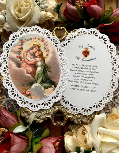 Mother of Consolation chantilly oval paper lace holy card ...